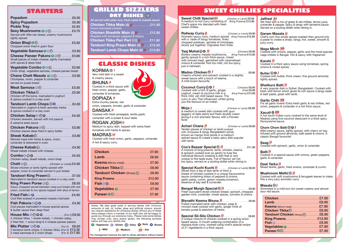 Menu - Sweet Chillies Cuisine Get 10% off on online orders.